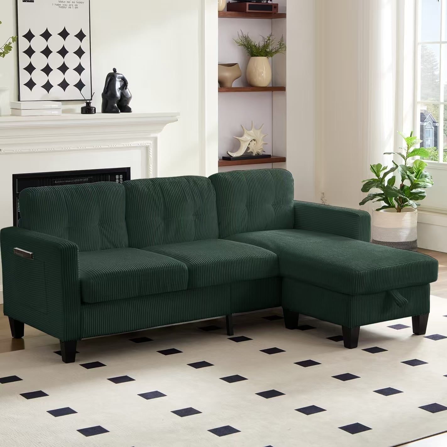 BALUS Sectional Sofa with Storage Ottomans, Small L-Shaped Sofa and ...