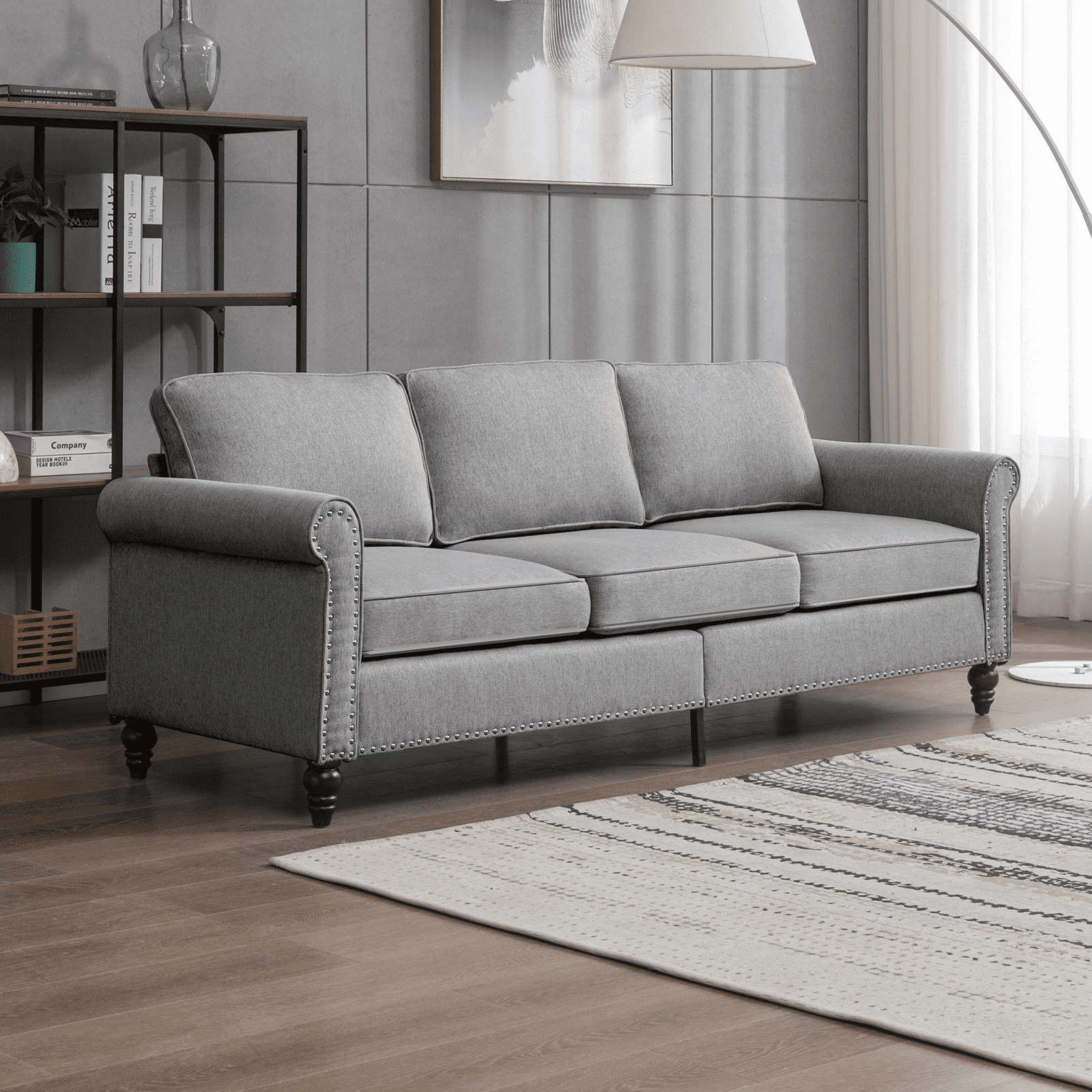 BALUS Sofa Couches for Living Room, Modern Linen 3-Seater Sofa ...