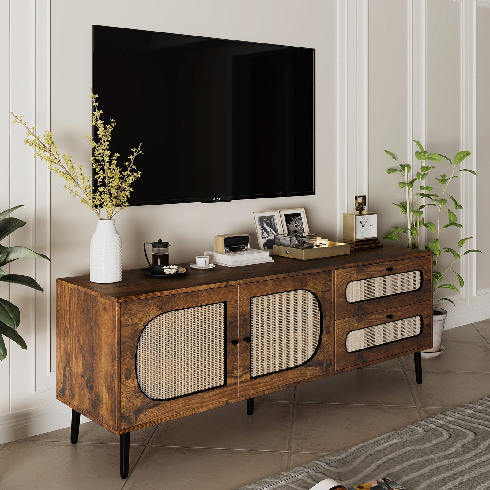 BALUS TV Stand for 32-65 Inch TV, Entertainment Center with 2 Shelves ...