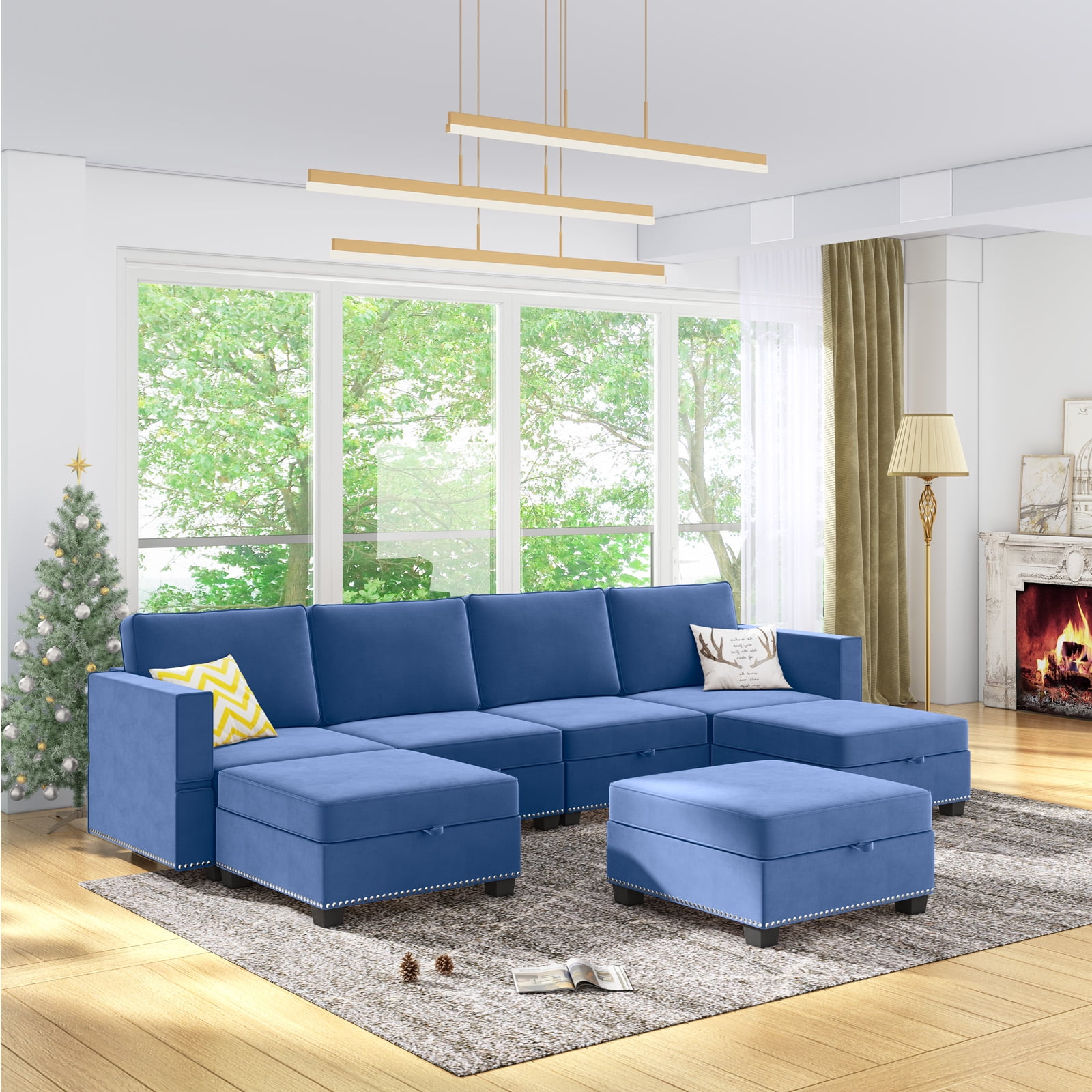 BALUS U Shaped Sectional Sofa with Storage, 7 Seater Modular Sectional ...