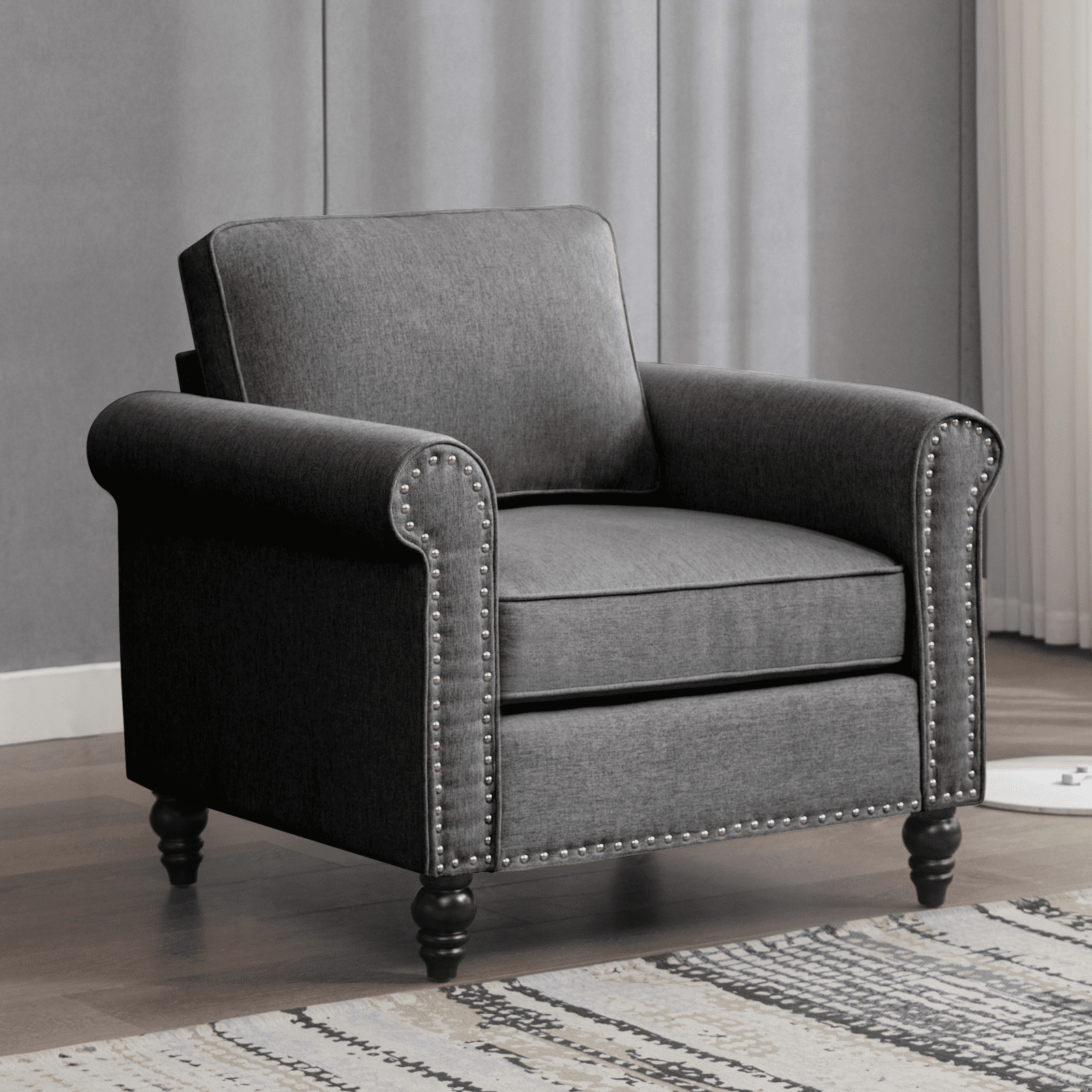 BALUS Upholstered Armchair for Living Room, Soft Sofa Chair with 5.9 ...