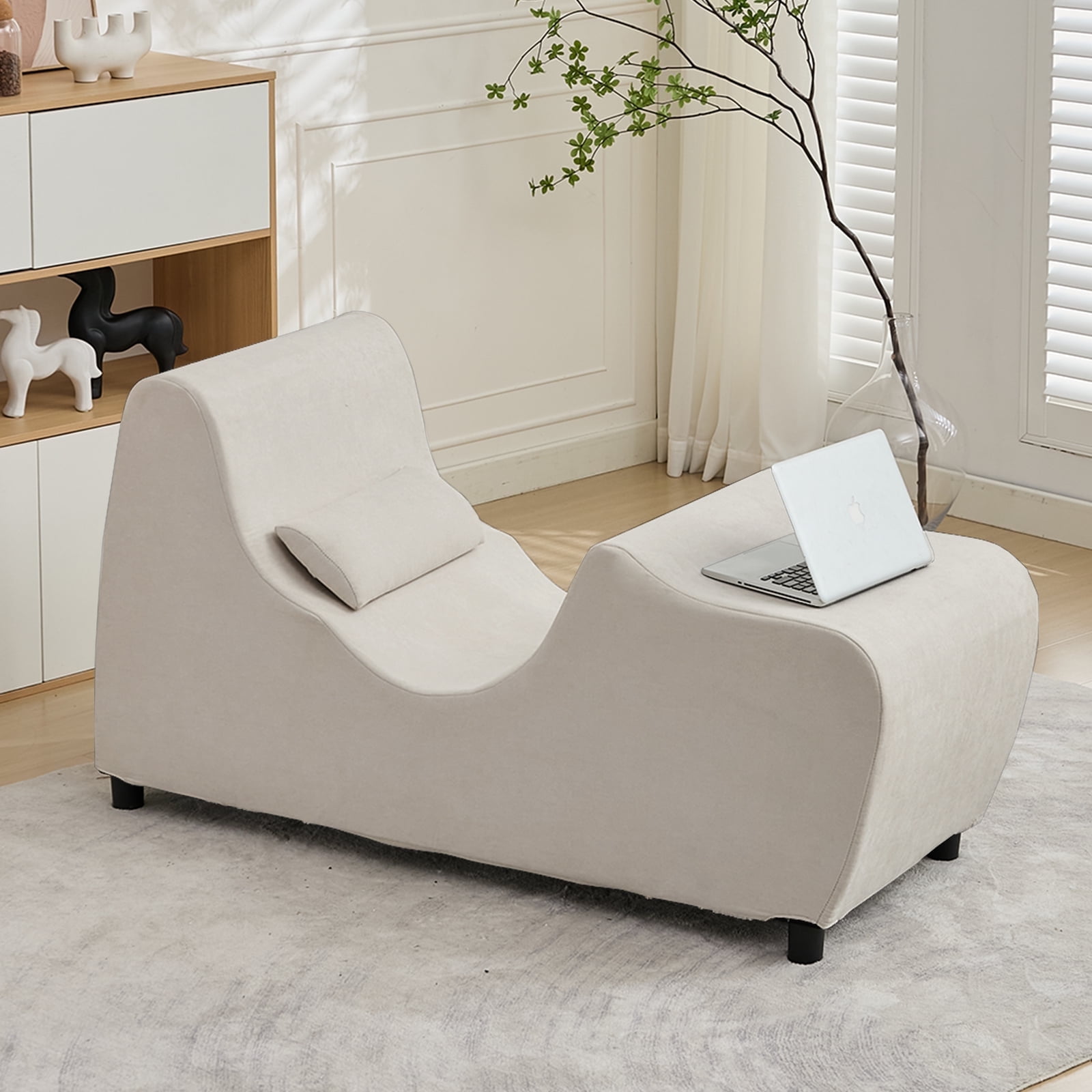 BALUS Yoga Chair, Chaise Lounge Chair Indoor, Ice Velvet Curved Chaise ...