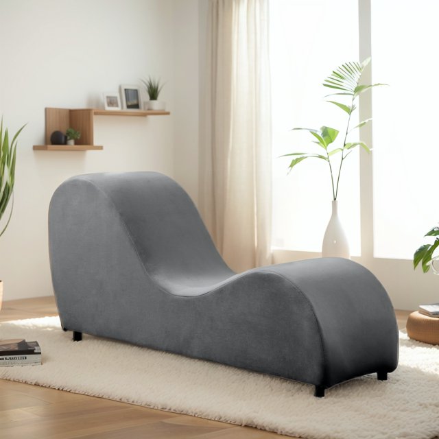 BALUS Yoga Chaise Lounge Chair, Velvet Fabric Yoga Chair with Ergonomic Design for Adults ...