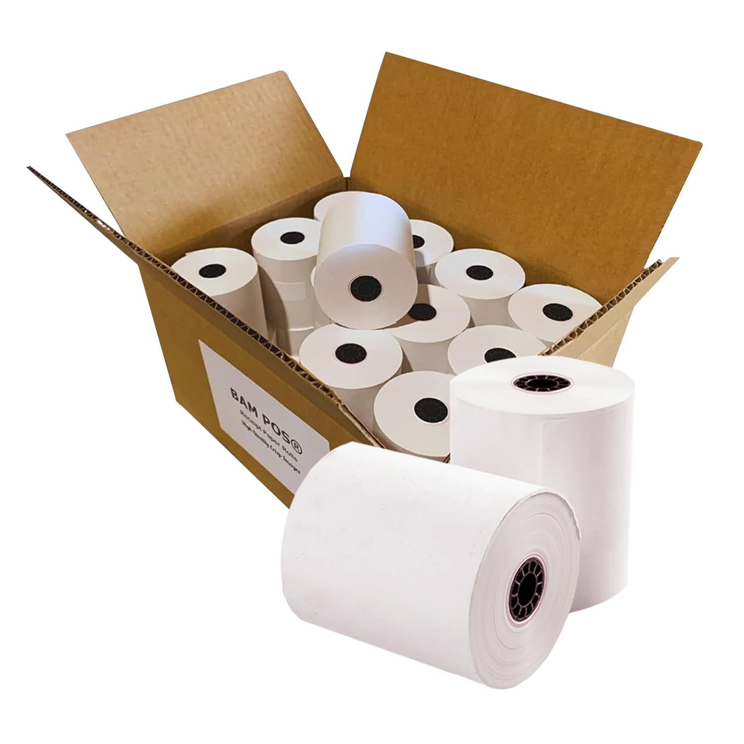 BAM POS 1- Ply Bond Receipt Paper Rolls - 3" x 150' Bright White Paper ...