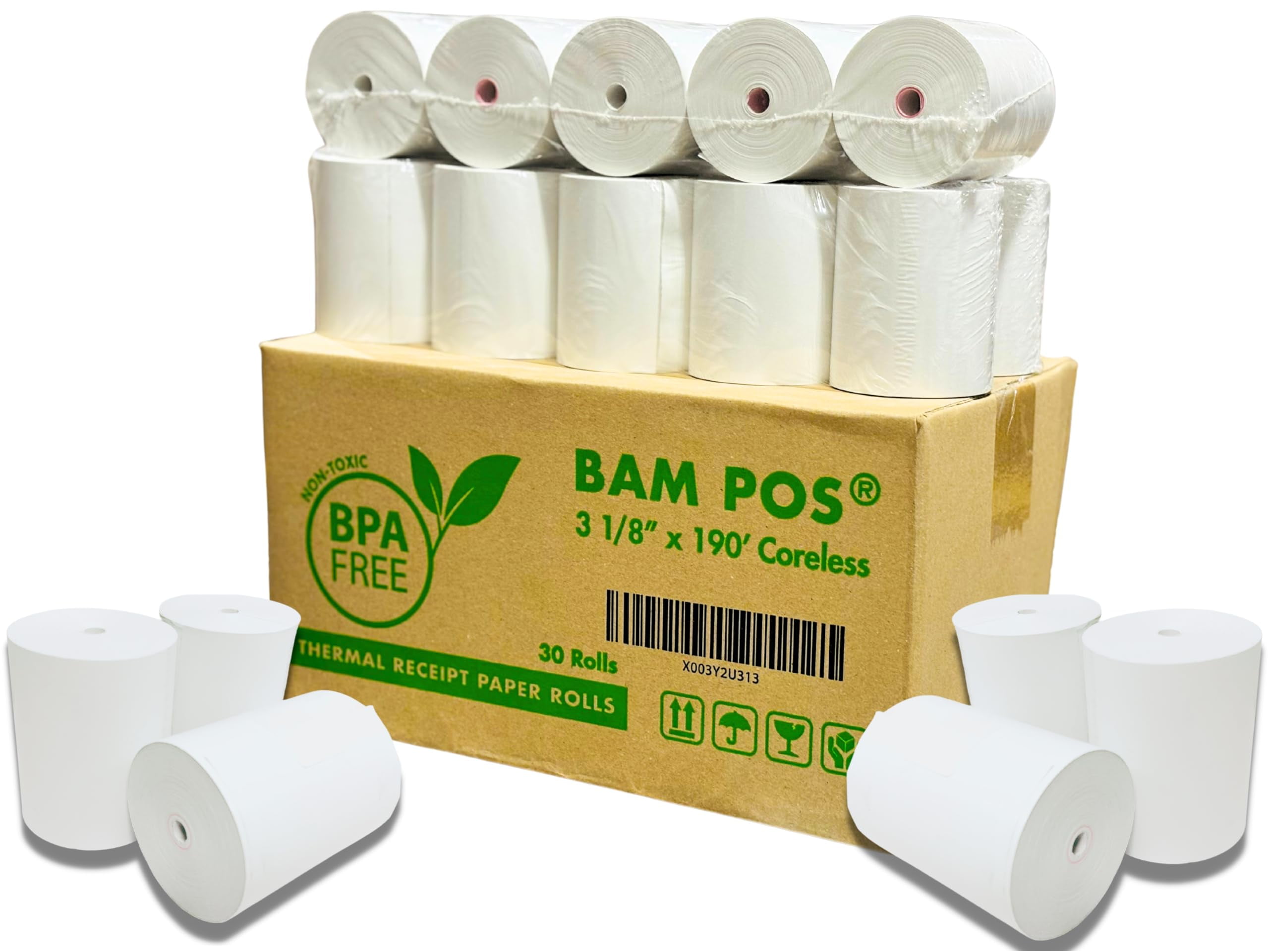 BAM POS 3 1/8 x 190 Thermal Receipt Paper Rolls For Most POS Systems ...