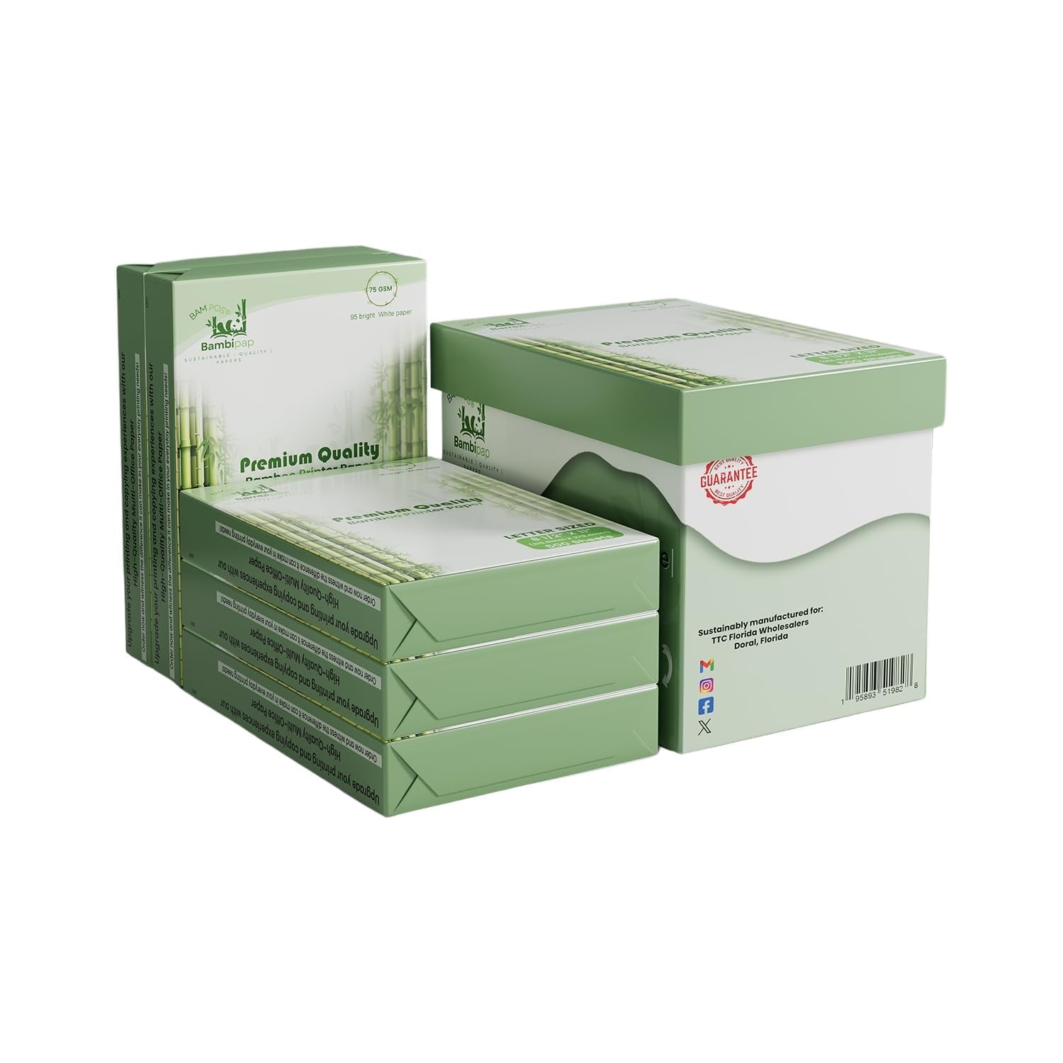 BAM POS Bamboo Printer Paper - 8 1/2” x 11” - 20LB Multipurpose White ...