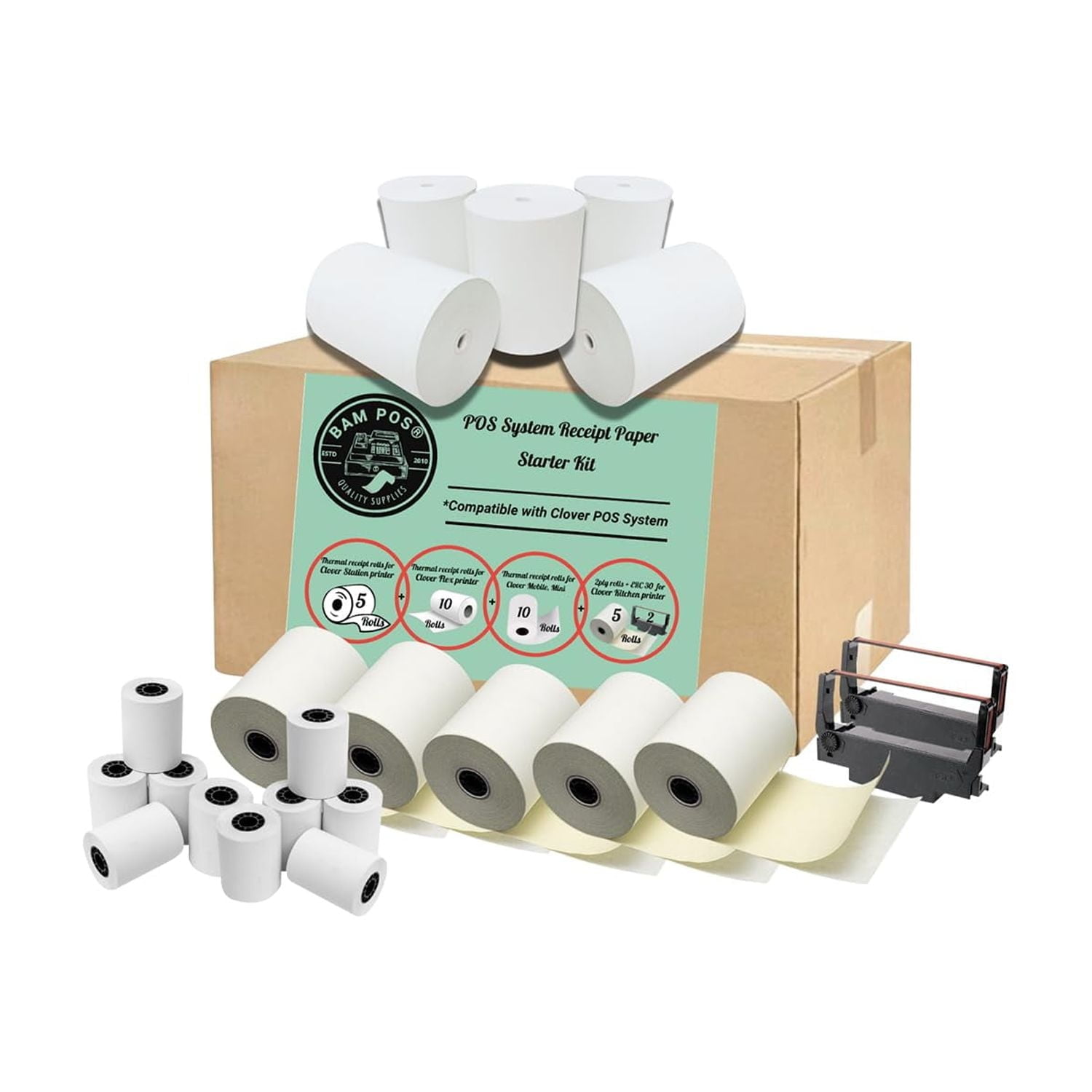BAM POS Receipt Paper Starter Kit - Compatible With All Clover POS ...