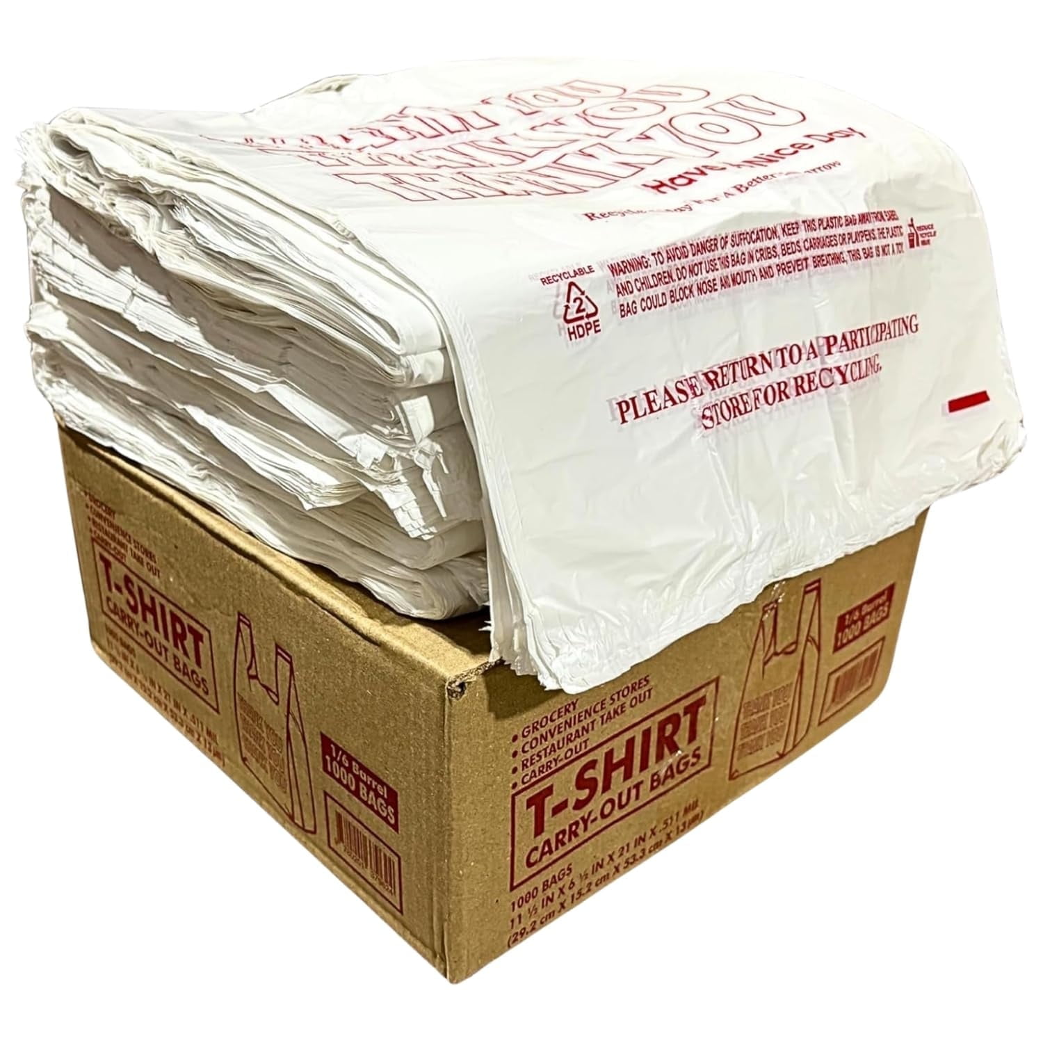 BAM POS Thank You Plastic Bags - White Grocery, Carry Out Bags ...