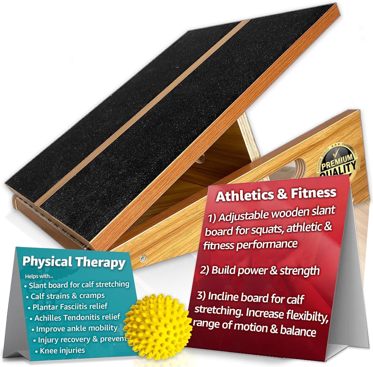 BAM's Adjustable Slant Board for Calf Stretching | Wide Slant Board for ...