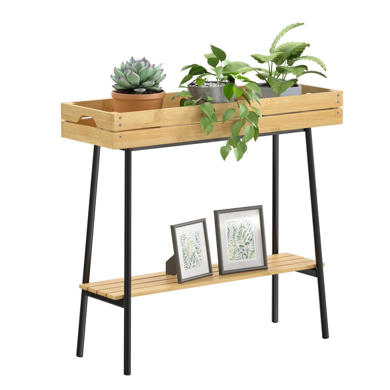 BAMBANG Bamboo Indoor Plant Stand, Plant Stands Indoor with 2 Shelves ...