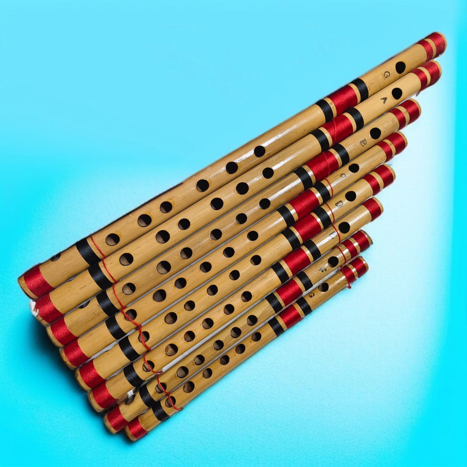 BAMBOO MUSICAL FLUTE EIGHT PCS SET SCALE G+F+E+D+C+B+A+G GIFTING FLUTE ...