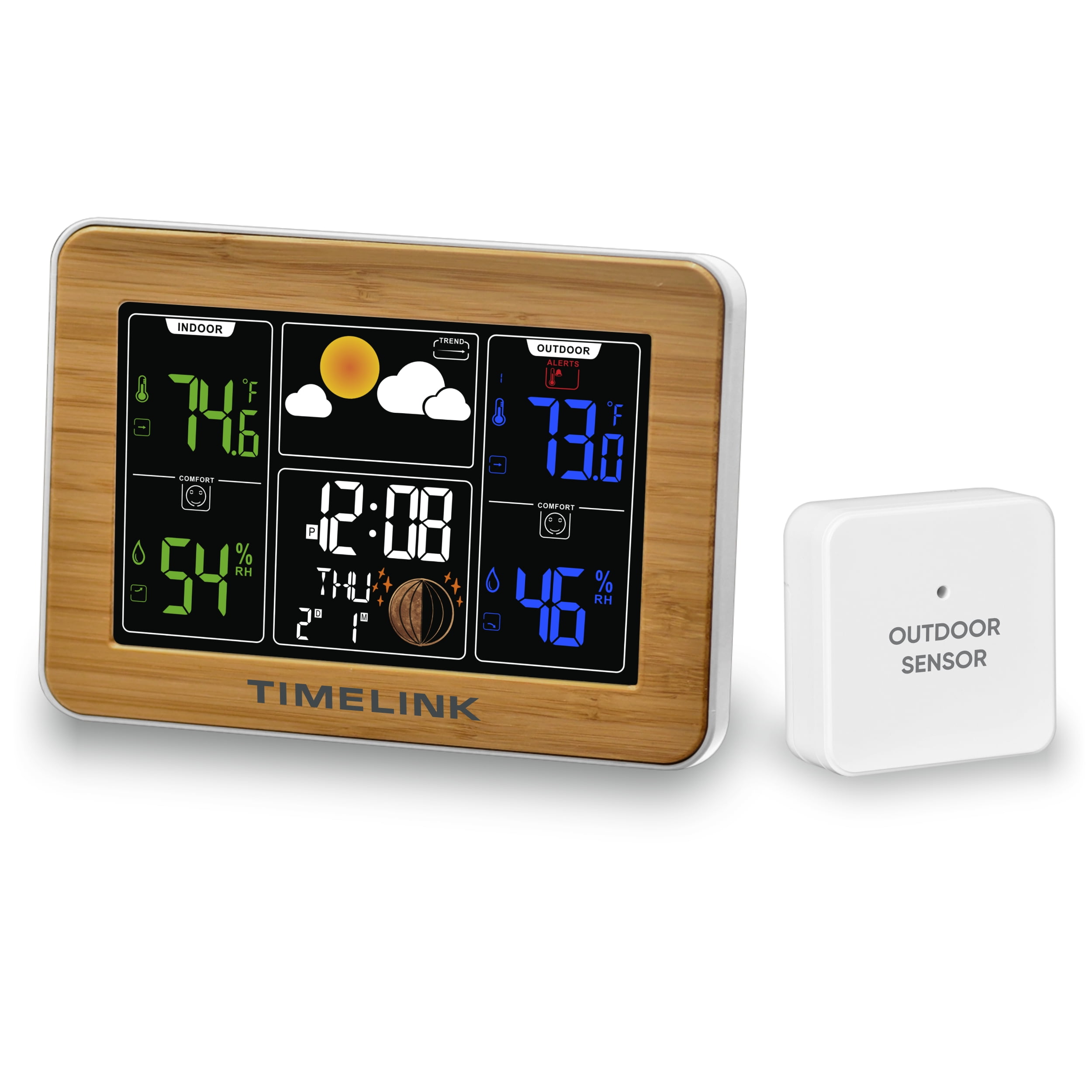 Bamboo Weather Station With Time Display - Walmart.com