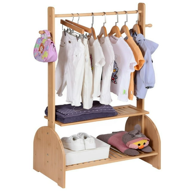 BAMBOOHOMIE Adjustable Clothing Rack for Kids with Rods, Children ...