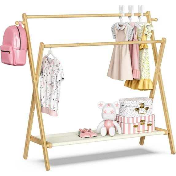 BambooHomie, Kids Clothes Rack, Large Size, Child Bamboo Clothing Rack ...