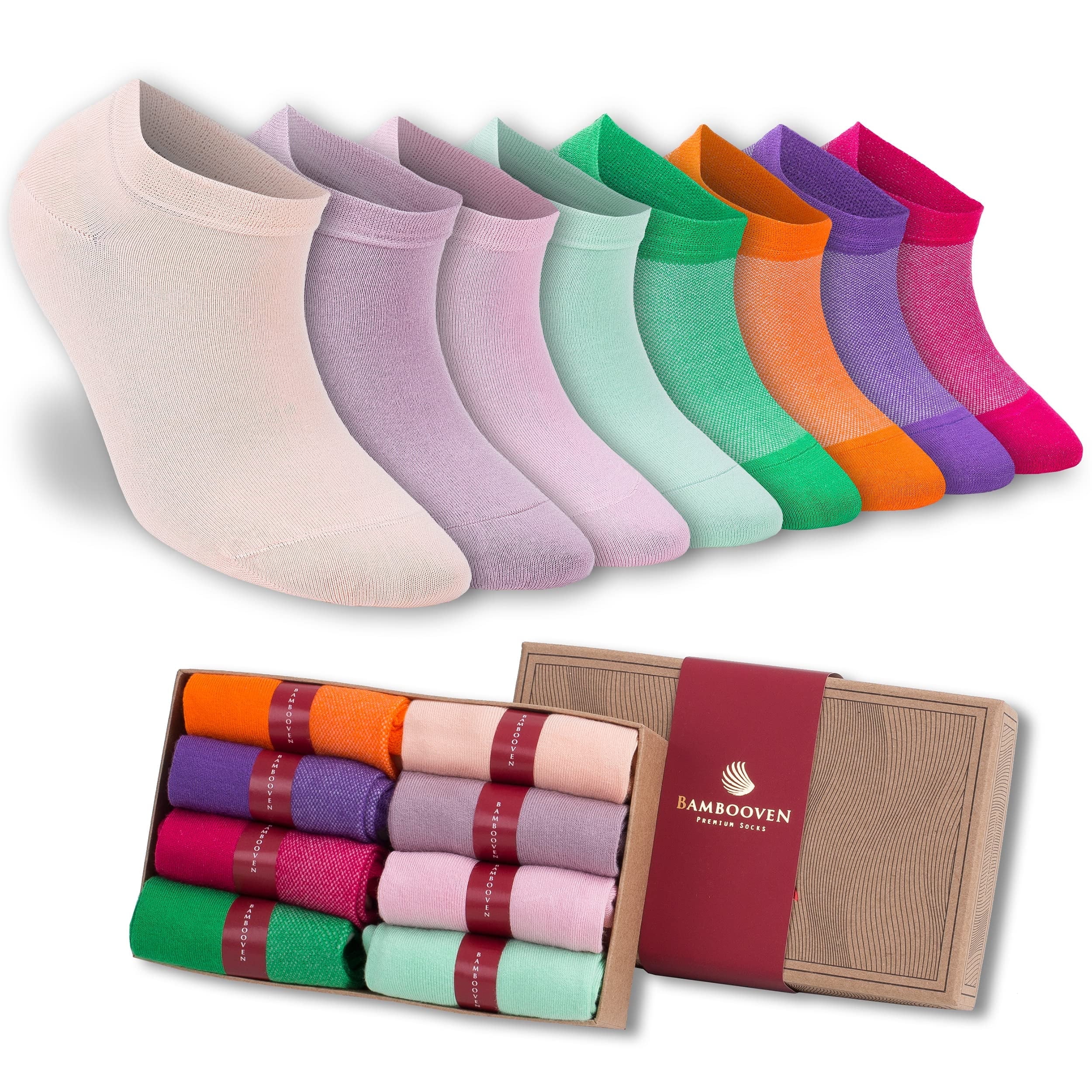 BAMBOOVEN Women Casual Ankle Socks - Rayon Made from Bamboo, Odor Free & Breathable, s (3, 6 or ...