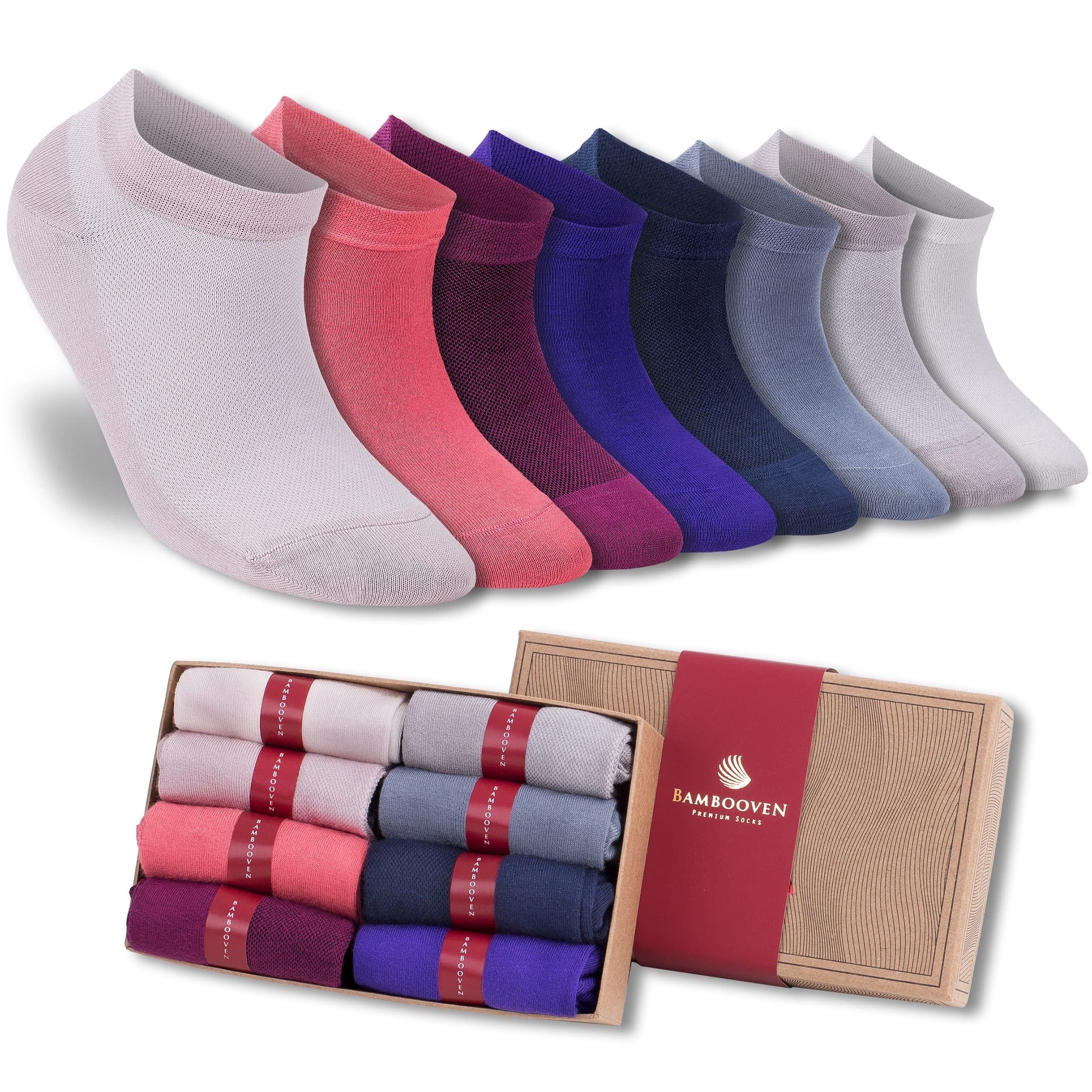 Bambooven Women's Bamboo Ankle Socks - Odor Free & Breathable, 8 pairs ...