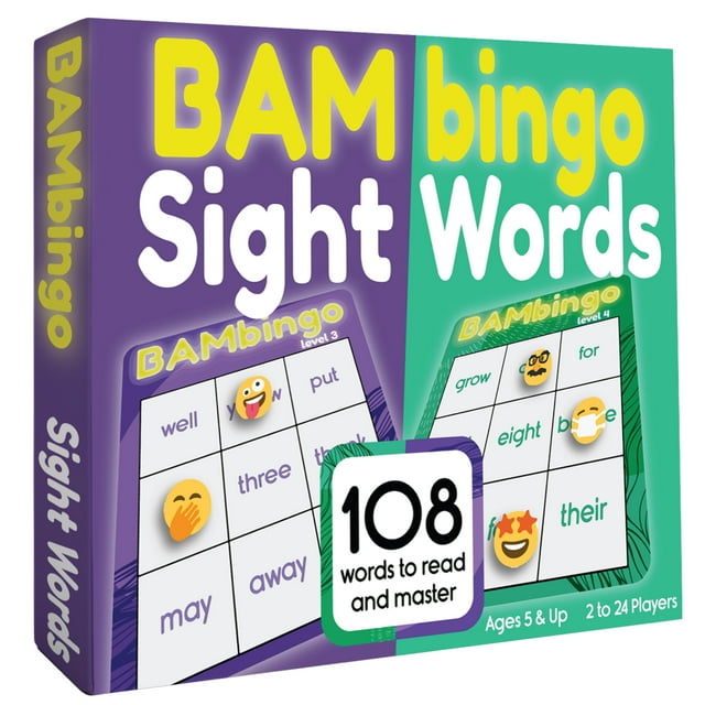 BAMBingo Preschool Kids Kindergarten Board Game - Sight Word Bingo to ...