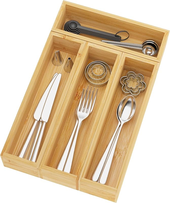 BAMEOS Kitchen Drawer Organizer,Small Silverware Drawer Organizer ...