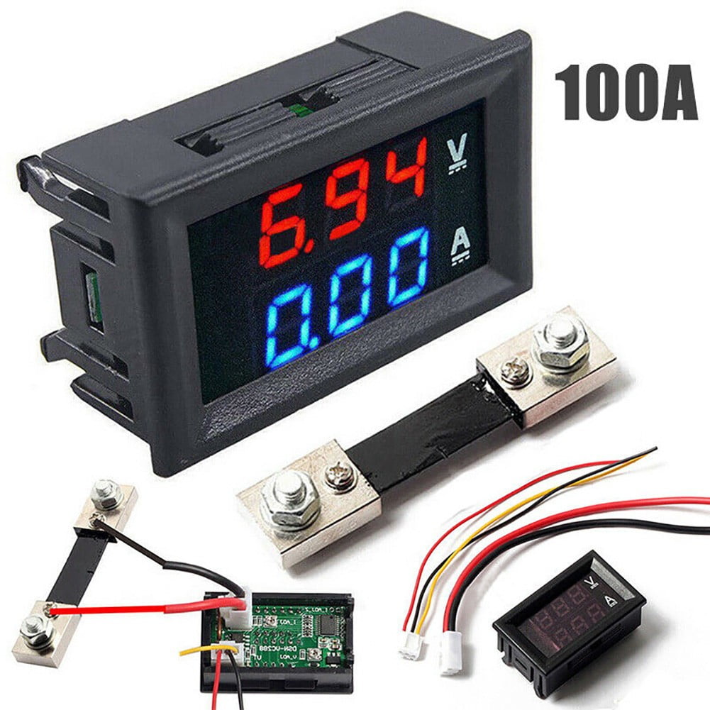 BAMILL 10/50/100A Voltmeter Ammeter LED Dual Digital Volt Amp Meter ...
