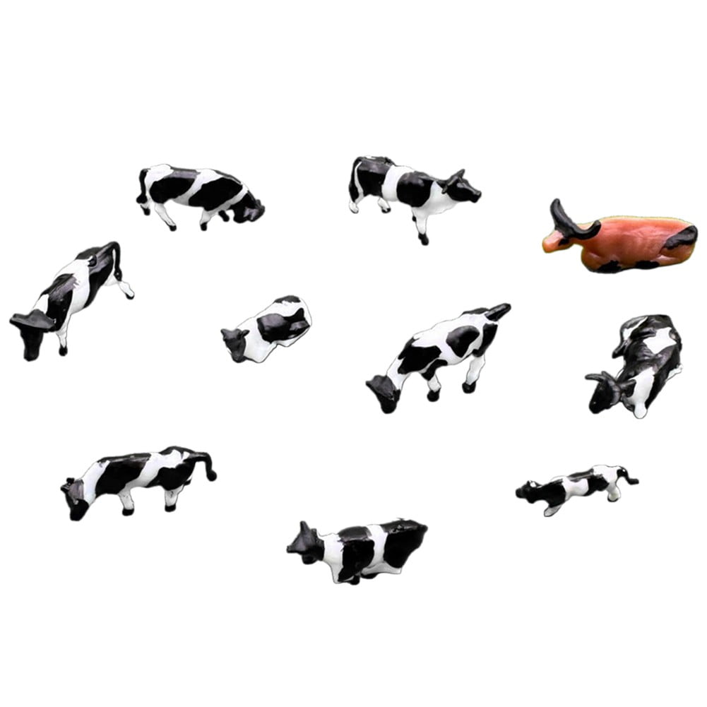 BAMILL 10 Pcs 1:75 Scale Diorama Model Cows Horse Animal Toy Set for ...