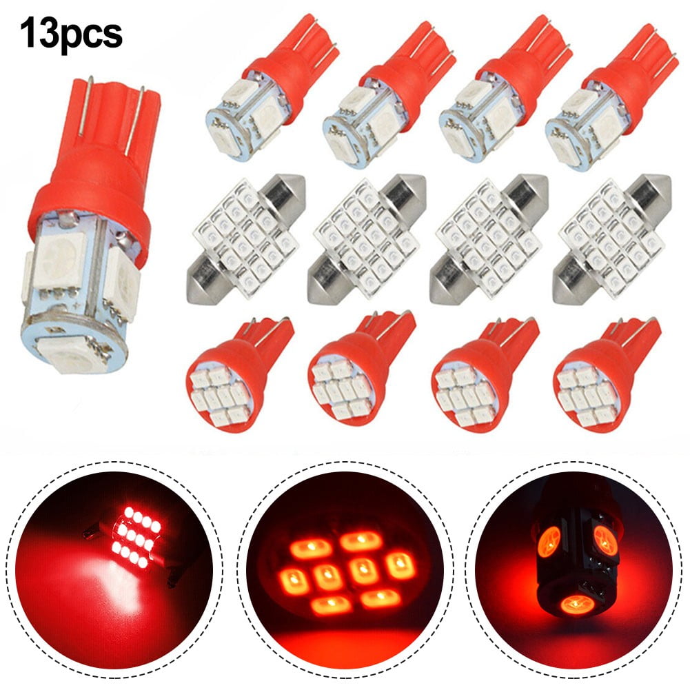 BAMILL 13pcs Red LED Lights For Car Interior For Dome License Plate ...