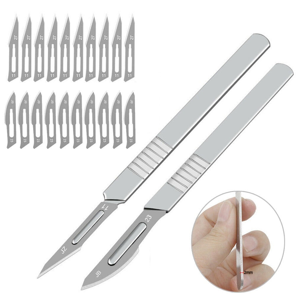 BAMILL 20pc Carbon Steel Scalpel Blades + 2pc Handle DIY Cutting PCB ...