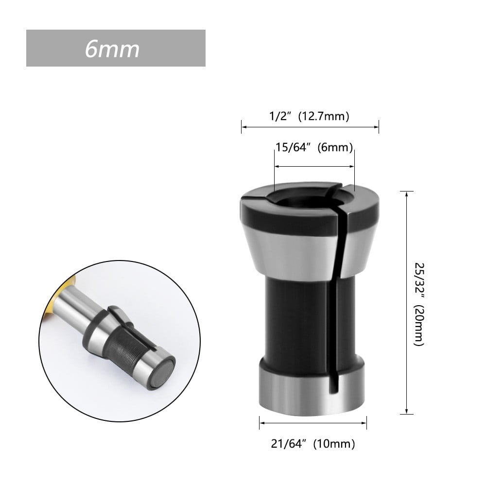 BAMILL 6/ 6.35/ 8mm Shank Router Bit Extension Collet Chuck Rod Trim ...