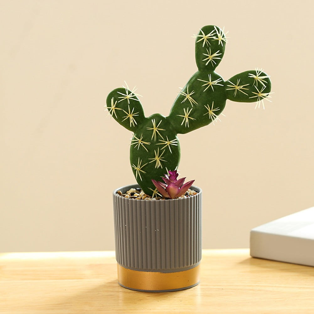 BAMILL Artificial Cactus Fake Potted Plastic Plant In Pot For Home ...