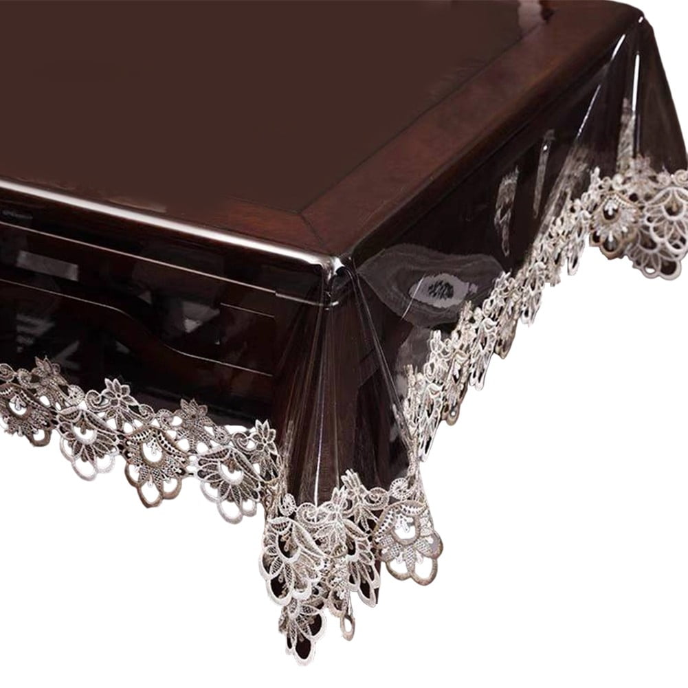 BAMILL Clear Rectangle Tablecloth Waterproof Vinyl Pvc Lace Edge ...