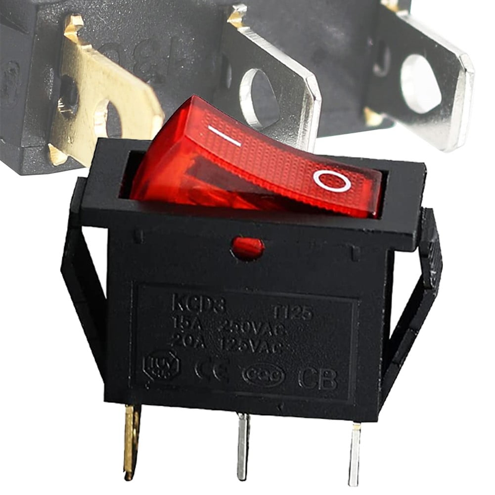 BAMILL KCD3 Red Button On-Off 3Pin DPST Boat Car Rocker Switch 15A\\20A ...