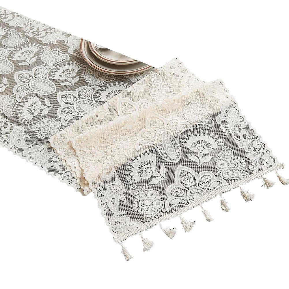 BAMILL Lace Tablecloth Runner For Weddings Parties Home Decor White ...