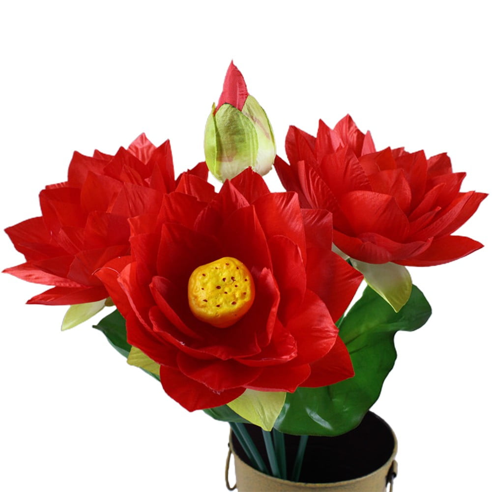 BAMILL Lotus Artificial Flower Lotus Stalks for Wedding Party Garden ...