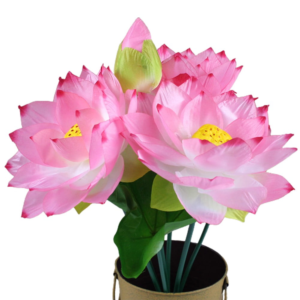 BAMILL Lotus Artificial Flower Lotus Stalks for Wedding Party Garden ...