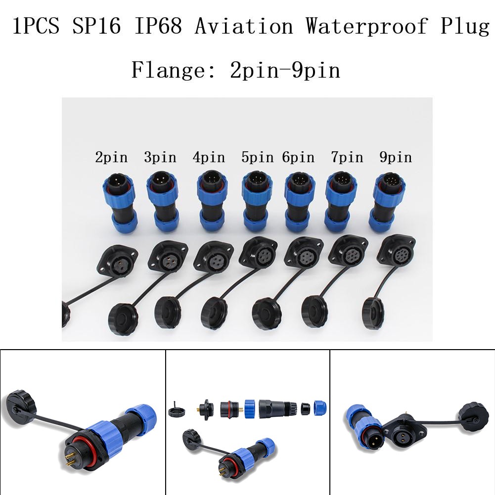 BAMILL SP16 Waterproof IP68 Panel Mount Aviation Plugs and Socket Cable Connectors 2-9P ...
