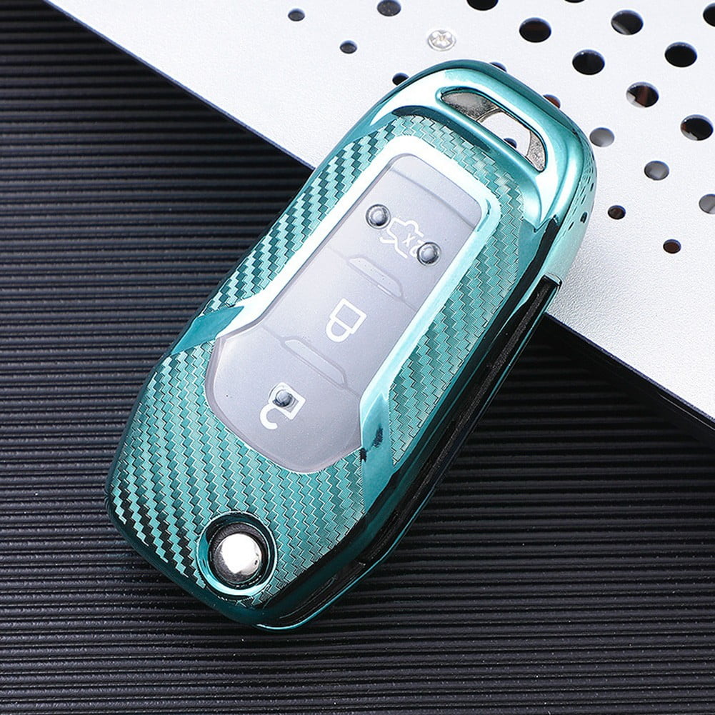 BAMILL TPU Carbon Fiber Car Flip Key Fob Case Cover For Ford F-150 for ...