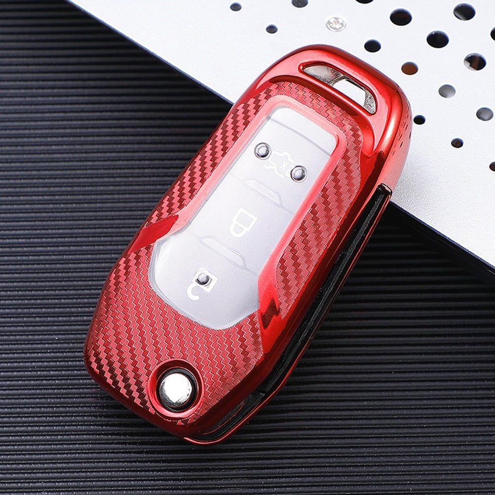 BAMILL TPU Carbon Fiber Car Flip Key Fob Case Cover For Ford F-150 for ...