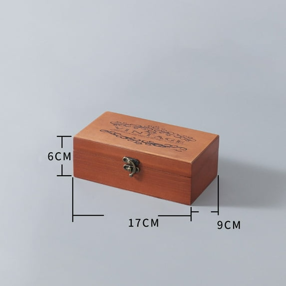 BAMILL Wooden Lockable Storage Box Desktop Storage Box Solid Wood ...