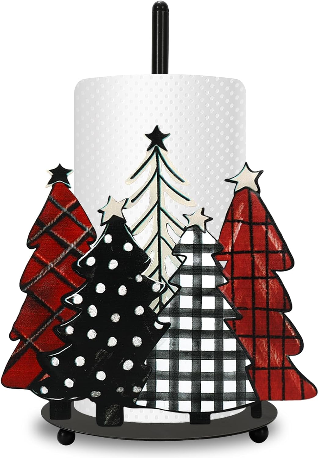 BAN Christmas Paper Towel Holder Waterclor Buffalo Plaid Xmas Tree ...