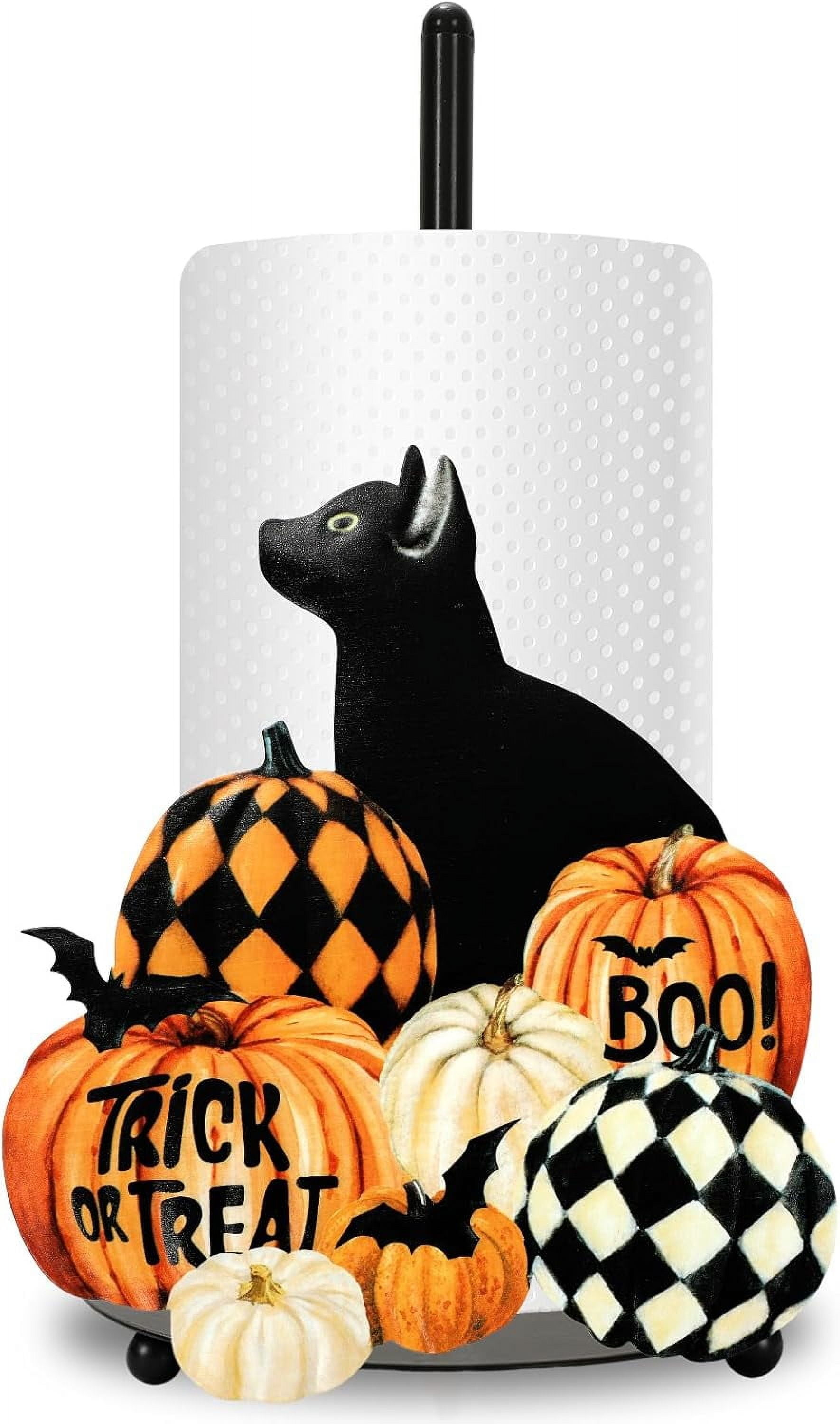 BAN Halloween Paper Towel Holder Black Cat Pumpkin Kitchen Decor ...