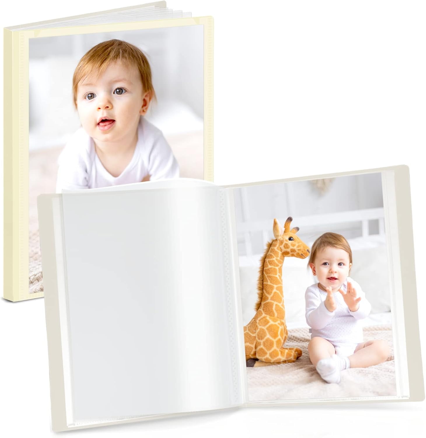 BAN Small Photo Album 5x7 (Ivory), 2-Pack Plastic Photo Book, 24 ...