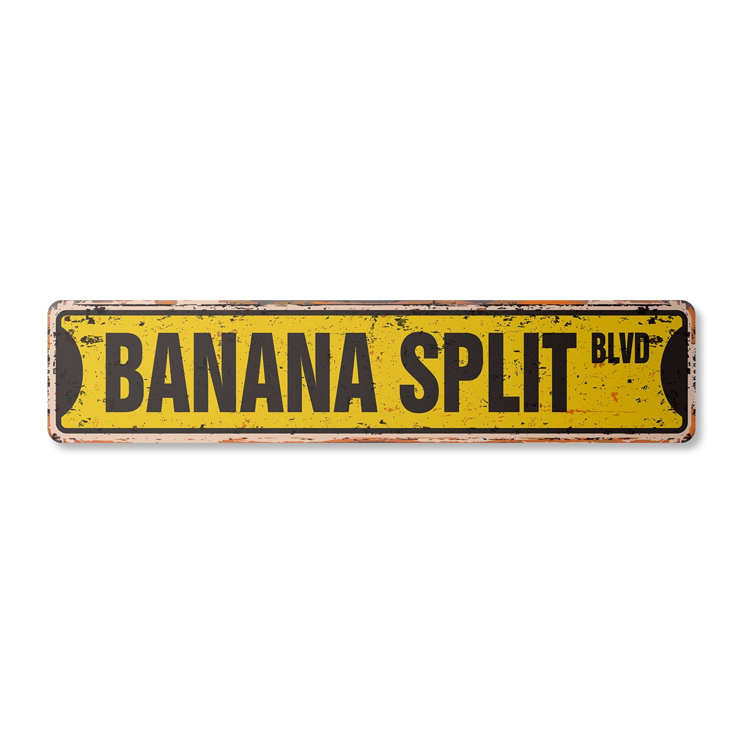 BANANA SPLIT Vintage Plastic Street Sign ice cream shop lover parlor ...