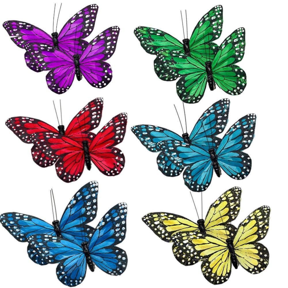 BANBERRY DESIGNS Butterfly Clip On Decorations - Set of 12 Vibrant ...