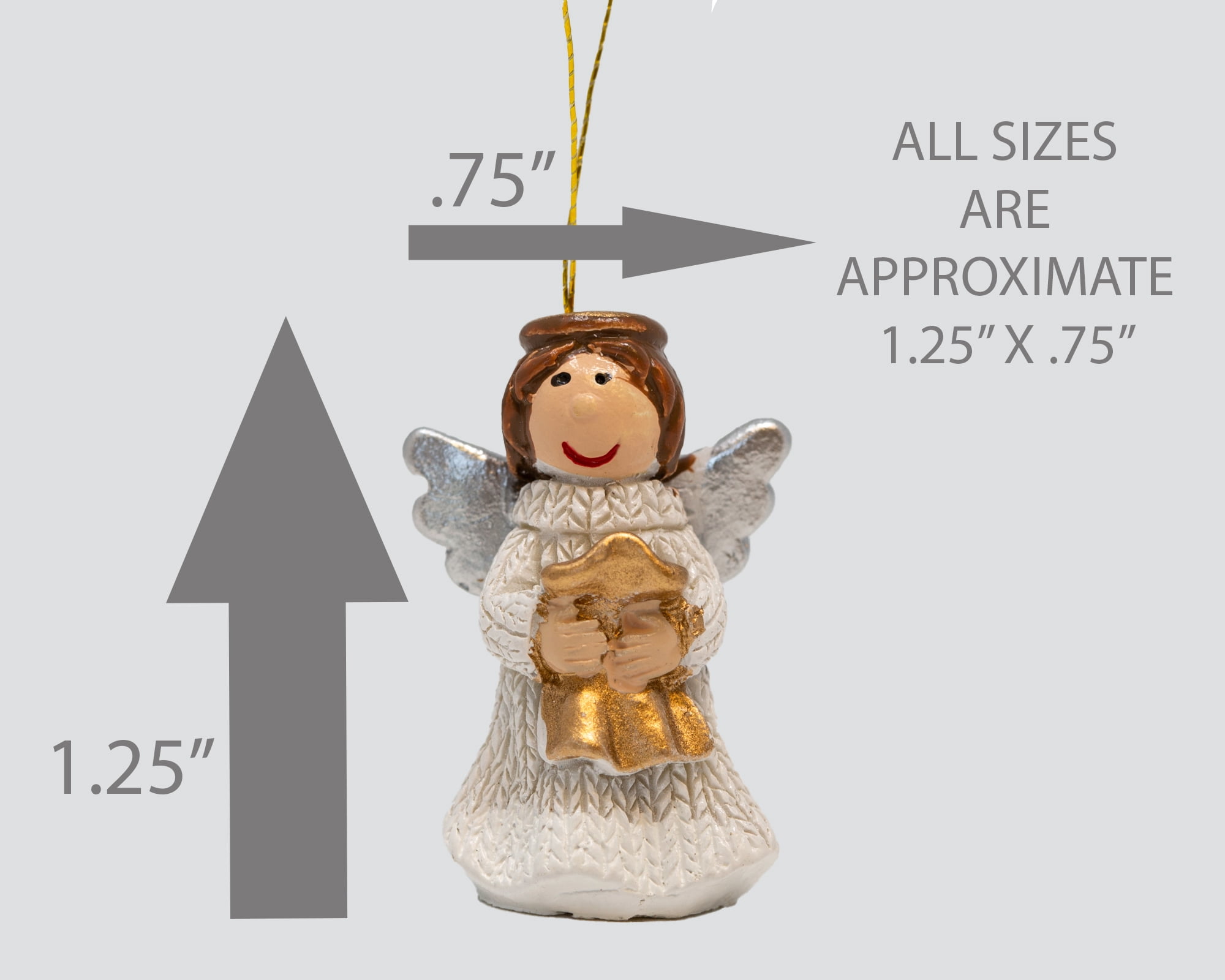 BANBERRY DESIGNS Mini Angel Ornaments - Set of 12 Angels with White ...