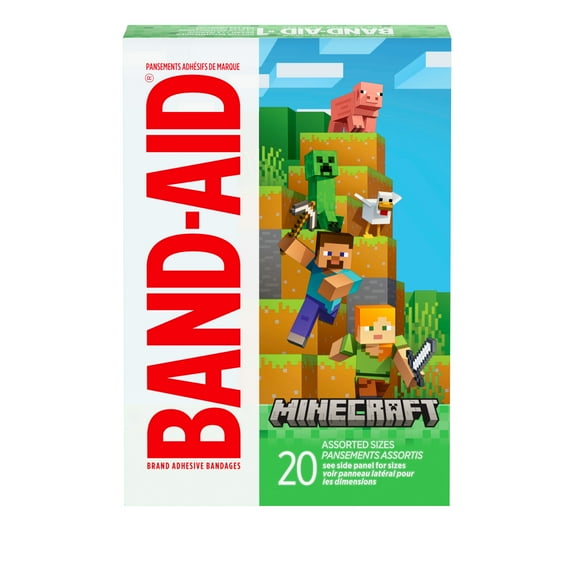 BAND-AID Brand Bandages for Kids, Minecraft Designs, Assorted, 20 Count ...