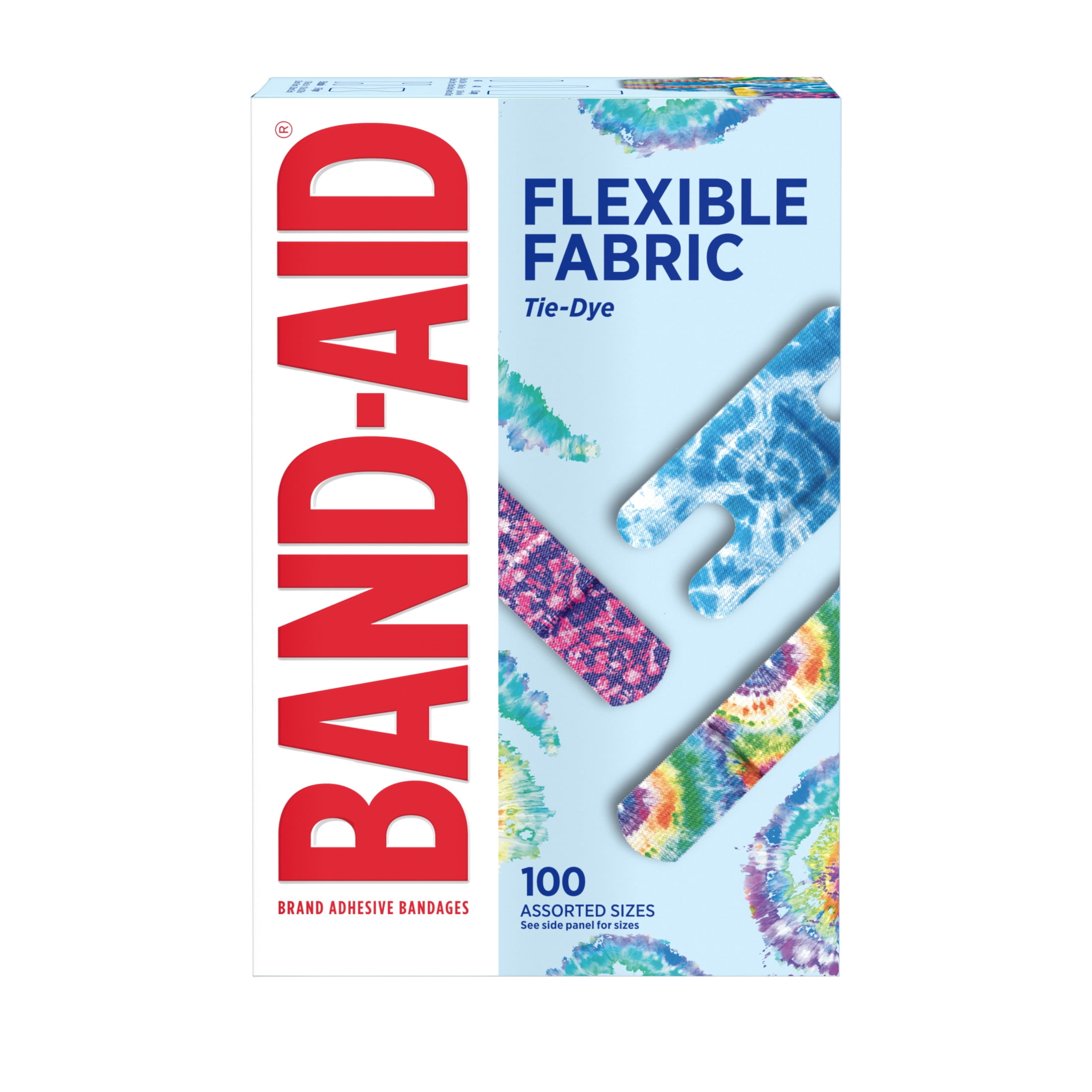 BAND-AID Brand Flexible Fabric Fun Tie-Dye Bandages, Assorted, 100 Ct ...