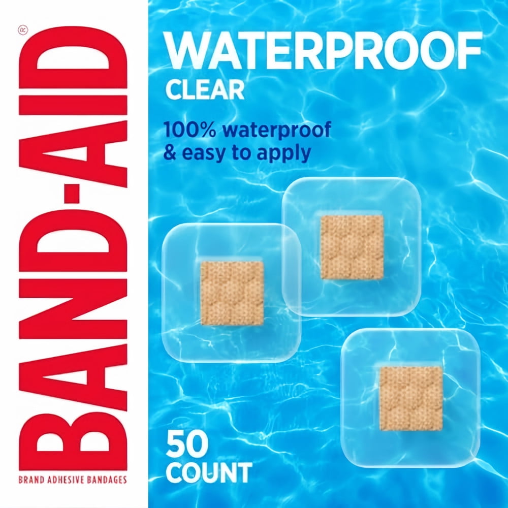 BAND-AID Brand Waterproof Clear Spot Square Bandages, One Size, 50 Ct ...
