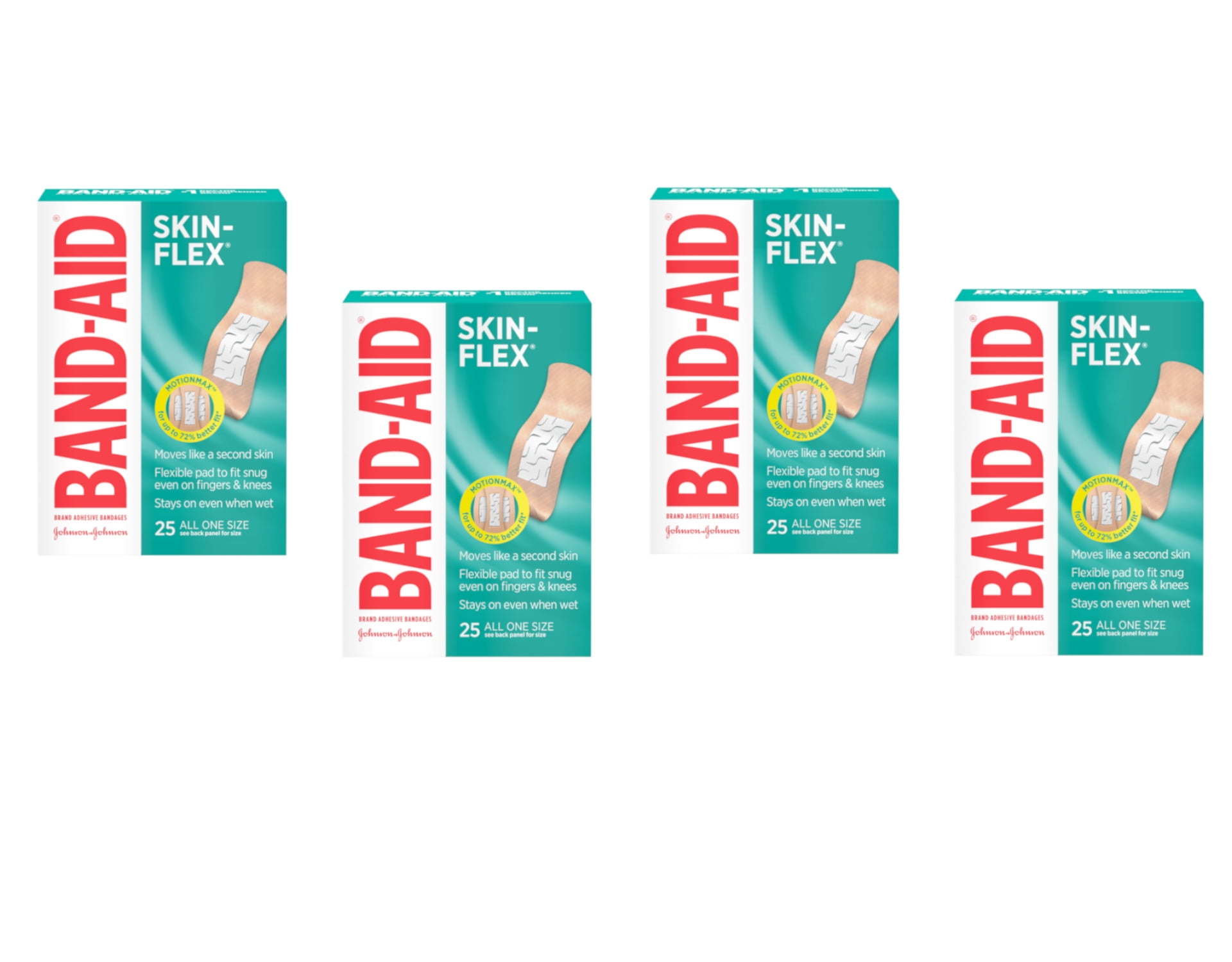 BAND-AID Skin-Flex Adhesive Bandages, All One Size 25 ea (Pack of 4 ...