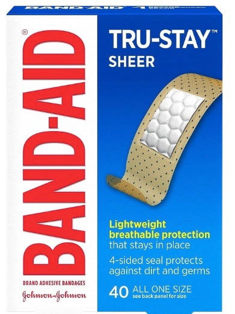 BAND-AID Tru Stay Lightweight protection Adhesive Bandages (Pack of 8 ...