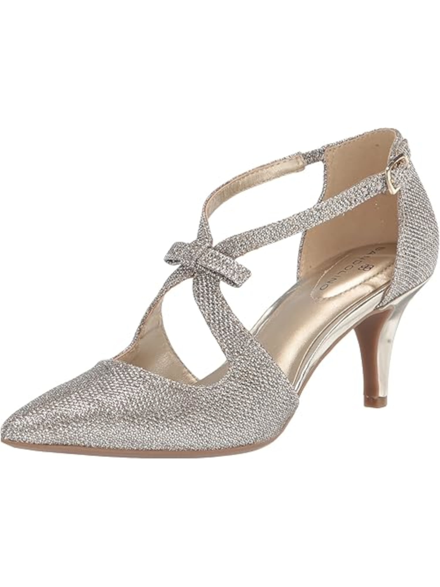 BANDOLINO Womens Gold Glitter Wish Bone Straps Bow Accent Padded Zeffer ...