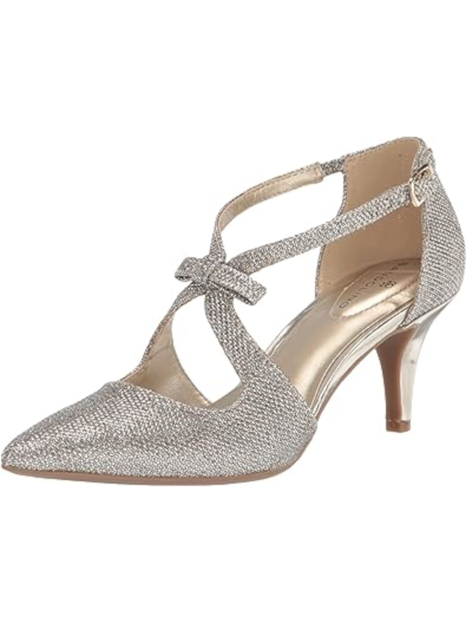 BANDOLINO Womens Gold Glitter Wish Bone Straps Bow Accent Padded Zeffer ...